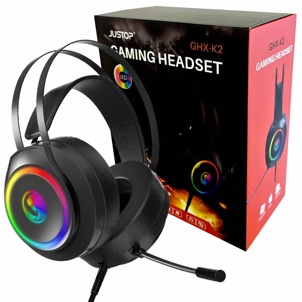 K2 E-Sports Gaming Headphones, PC Headset With Boom Microphone RGB LED ...